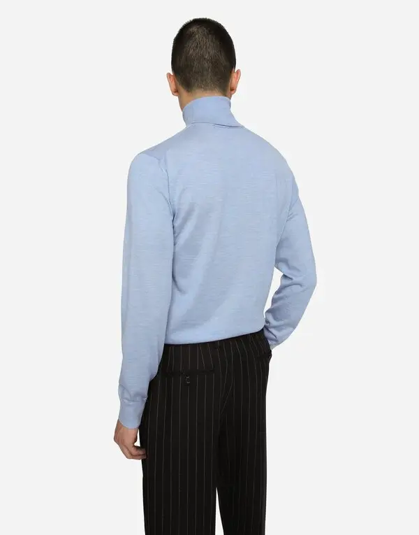 Dolce & Gabbana Extra-fine Cashmere And Silk Turtleneck Sweater - Azure