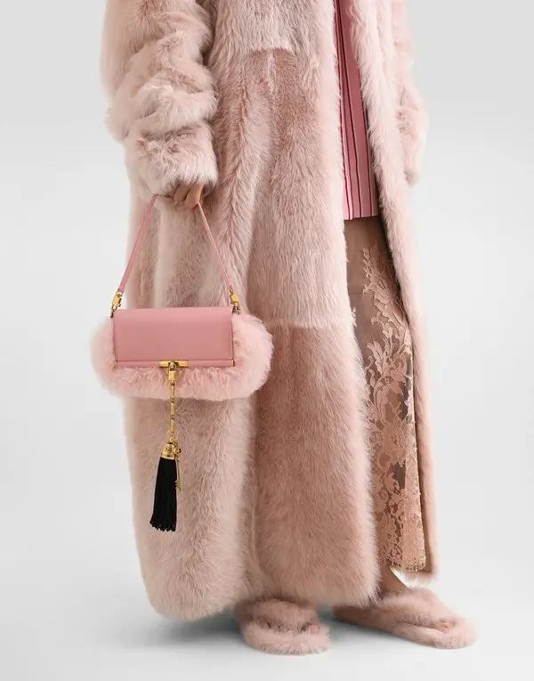 Dolce & Gabbana Marlene Shearling And Palmellato Calfskin Shoulder Bag