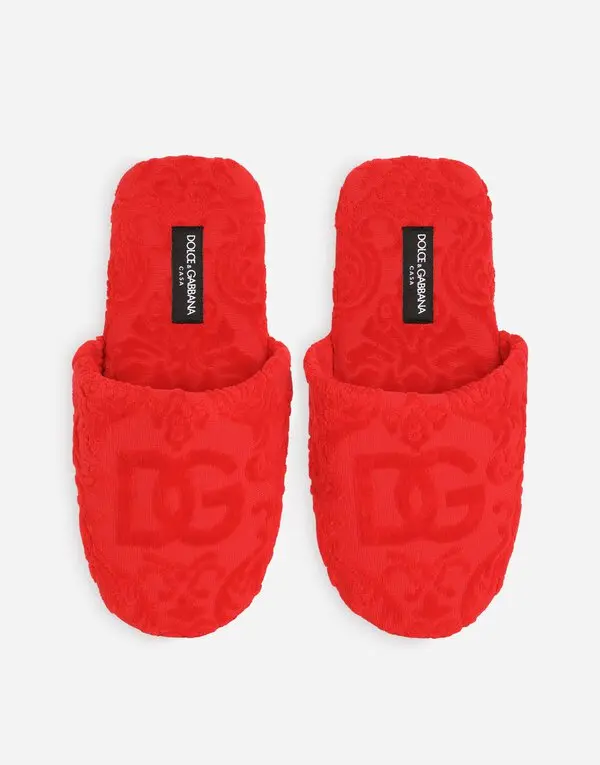 Dolce & Gabbana Jacquard Cotton Terry Slippers Cotton Slippers