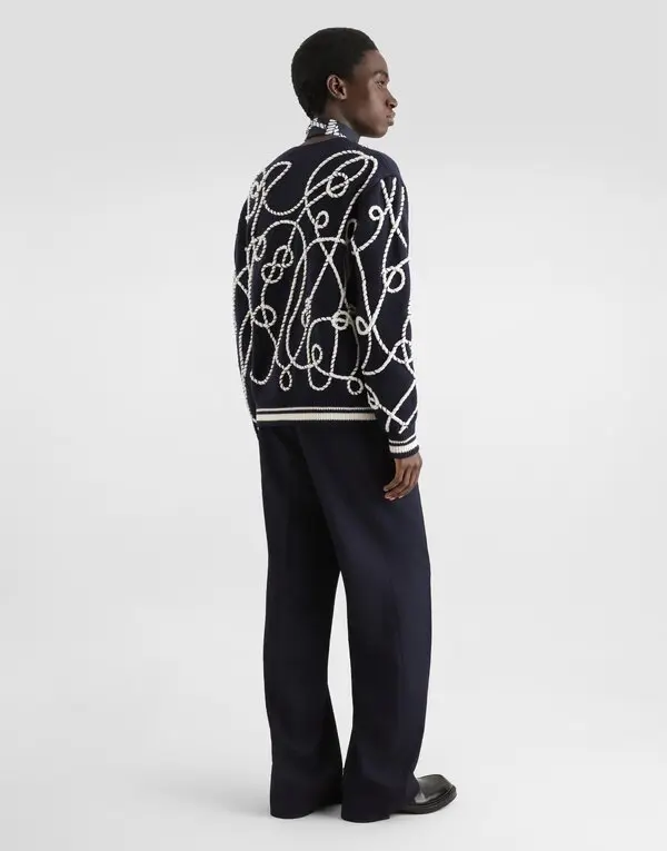 Dolce & Gabbana Virgin Wool Pullover With Embroidery Sweaters And Cardigans White
