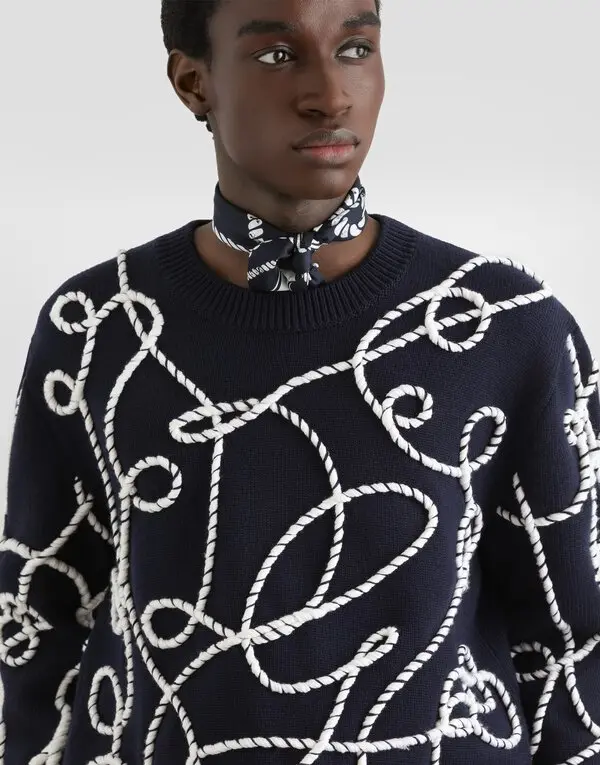 Dolce & Gabbana Virgin Wool Pullover With Embroidery Sweaters And Cardigans White