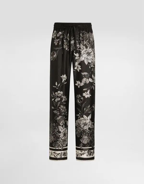 Dolce & Gabbana Flower Bouquet-print Vanity Jacquard Twill Trousers Pants And Shorts - Multicolor