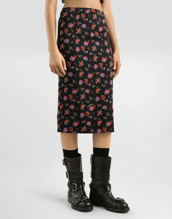 Dolce & Gabbana Floral Print Straight Skirt