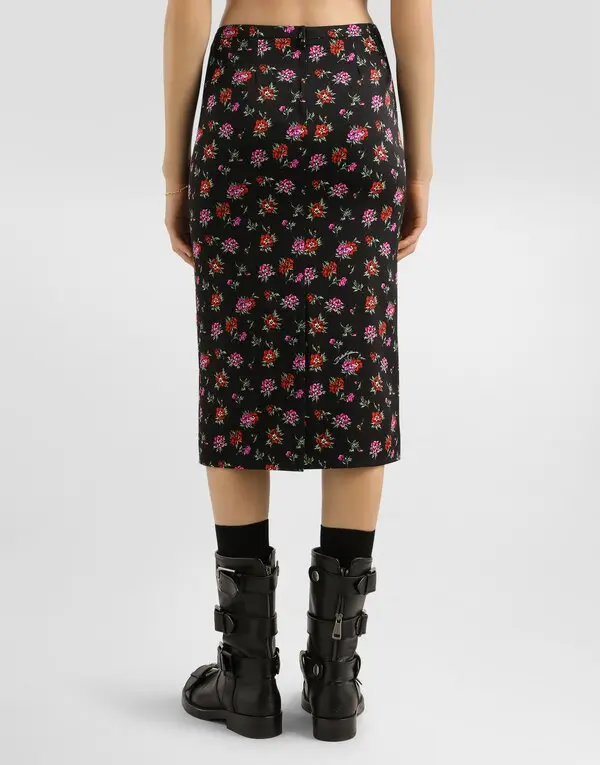 Dolce & Gabbana Floral Print Straight Skirt