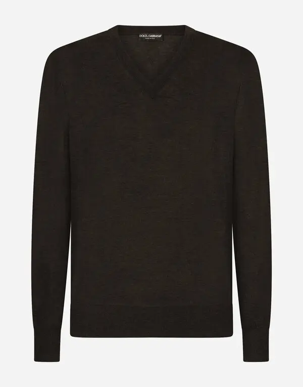 Dolce & Gabbana Pull Scollo V Sweaters And Cardigans Gray Cashmere - Black