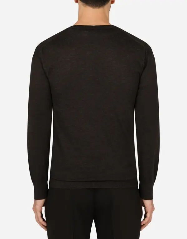 Dolce & Gabbana Pull Scollo V Sweaters And Cardigans Gray Cashmere - Black