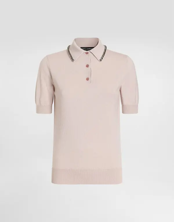 Dolce & Gabbana Short Sleeve Polo With Embellished Collar