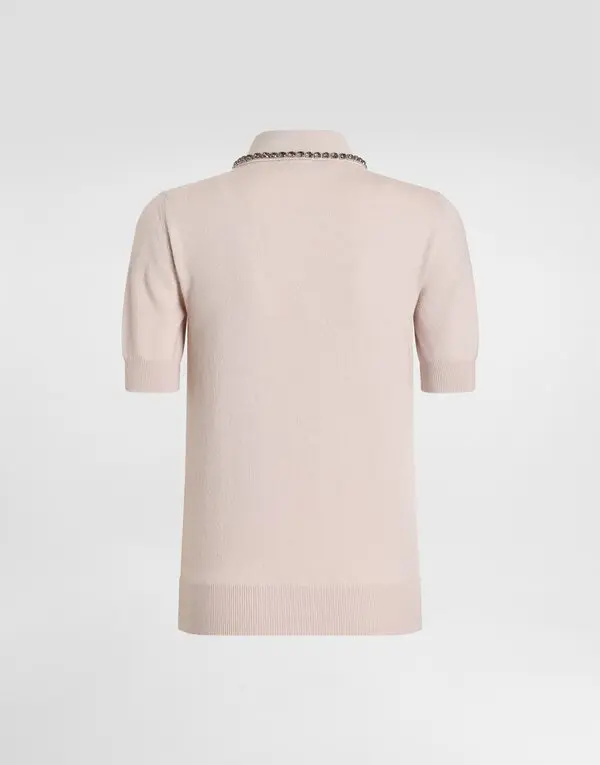 Dolce & Gabbana Short Sleeve Polo With Embellished Collar