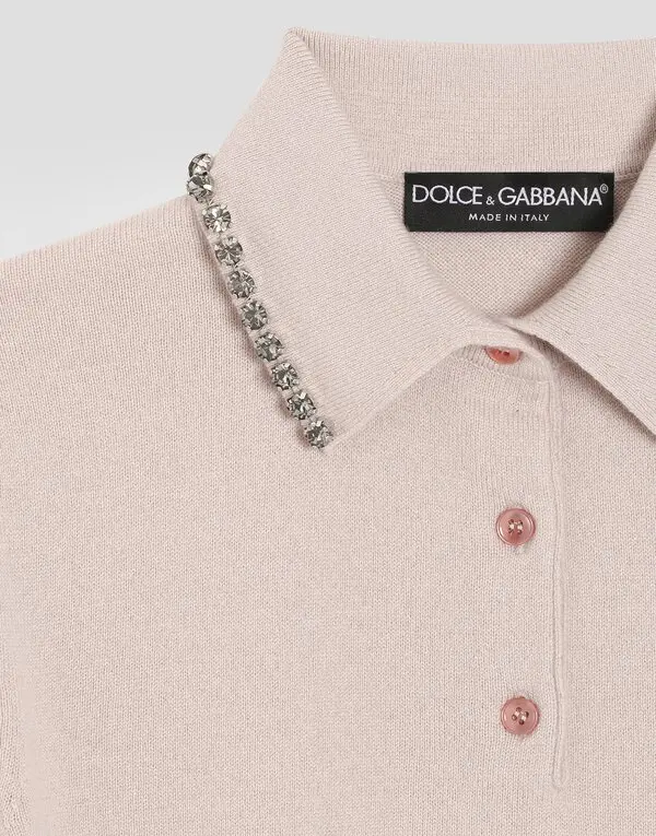 Dolce & Gabbana Short Sleeve Polo With Embellished Collar