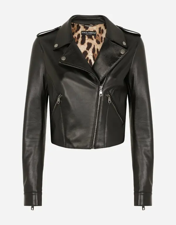 Dolce & Gabbana Leather Biker Jacket With Tab Details Coats And Jackets