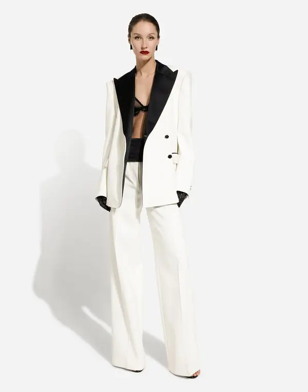 Dolce & Gabbana Double-breasted Wool Crepe Jacket With Tuxedo Lapels Blazers Silk