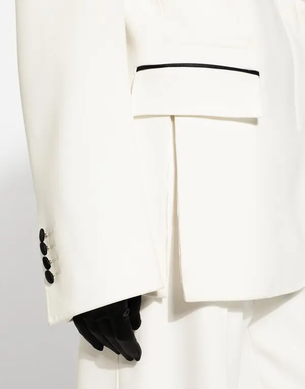 Dolce & Gabbana Double-breasted Wool Crepe Jacket With Tuxedo Lapels Blazers Silk