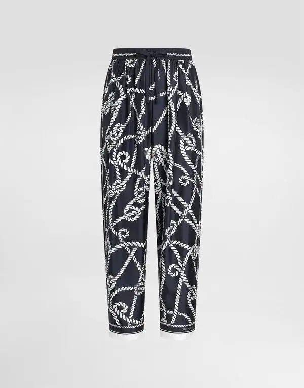 Dolce & Gabbana Marina-print Silk Twill Vanity Trousers Pants And Shorts - Multicolor