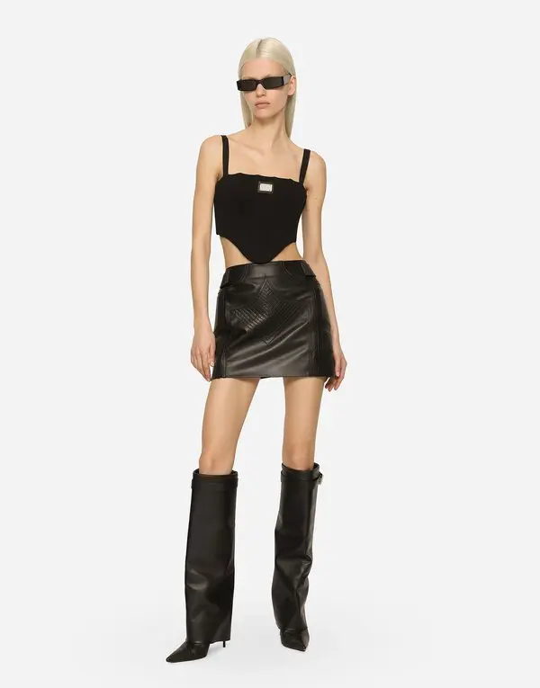 Dolce & Gabbana Nappa Leather Miniskirt Skirts Leather