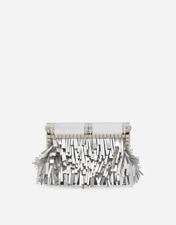 Dolce & Gabbana Mordore Nappa Bag With Fringing Clutches And Mini Bags - Silver
