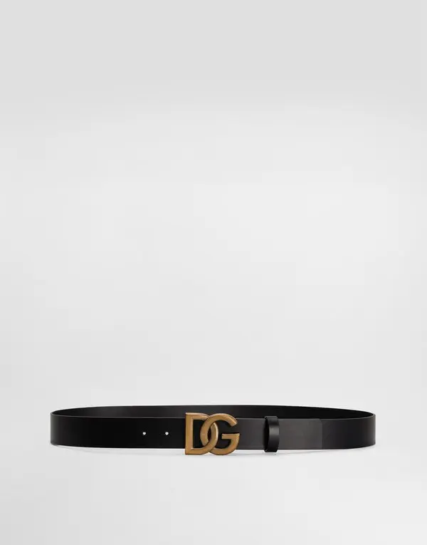 Dolce & Gabbana Leather Belt With Dg Logo Buckle