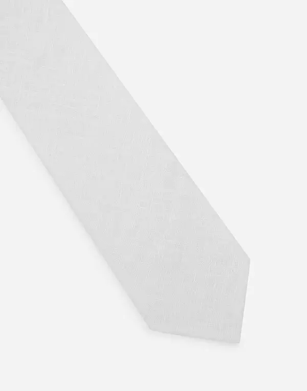 Dolce & Gabbana Linen Neck Tie - White
