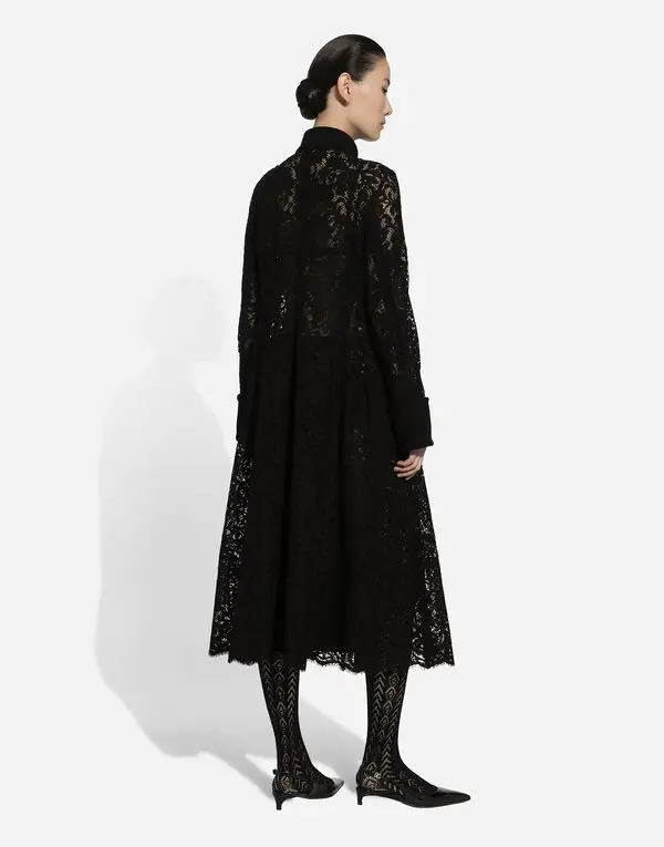 Dolce & Gabbana Double-breasted Lace And Wool Crêpe Coat