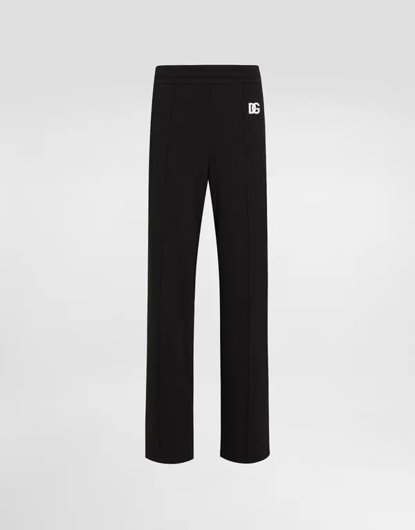 Dolce & Gabbana Flared Jersey Jogging Pants With Dg Logo Embroidery Pants And Shorts - Black