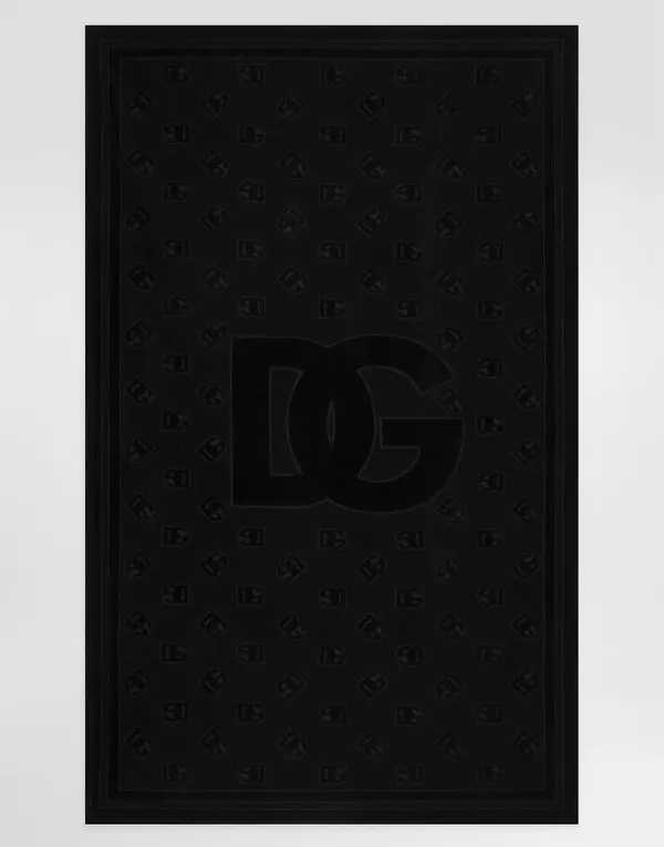 Dolce & Gabbana Beach Towel With Dg Monogram Beachwear Terrycloth - Black