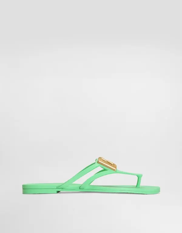 Dolce & Gabbana Rubber Beachwear Flip-flops With Gold-tone Dg Logo - Multicolor