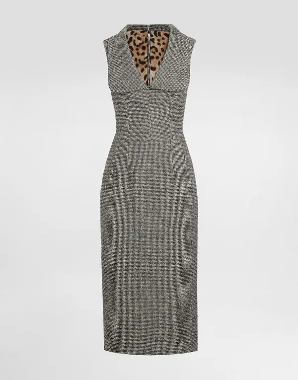 Dolce & Gabbana Long Dotted Wool Blend Dress Dresses - Multicolor