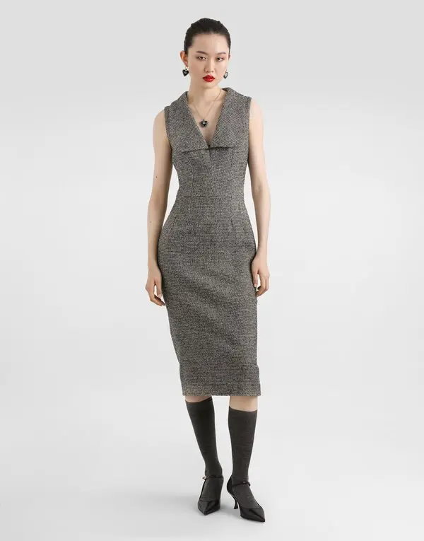 Dolce & Gabbana Long Dotted Wool Blend Dress Dresses