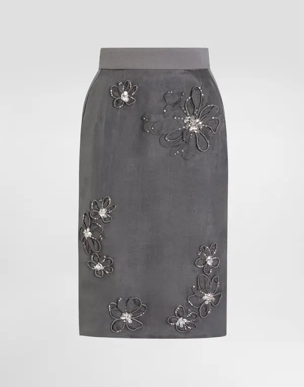 Dolce & Gabbana Organza Midi Skirt With Flower Embroidery Skirts Multi-colored - Multicolor