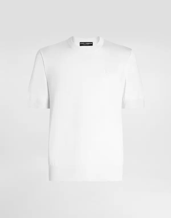 Dolce & Gabbana Silk Round-neck Sweater With Dg Embroidery - White