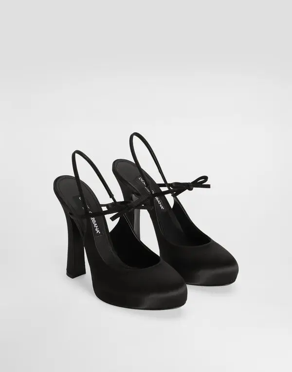 Dolce & Gabbana Satin Slingbacks Pumps And Slingback - Black