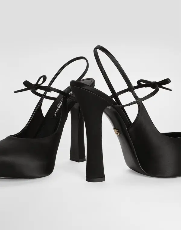 Dolce & Gabbana Satin Slingbacks Pumps And Slingback - Black