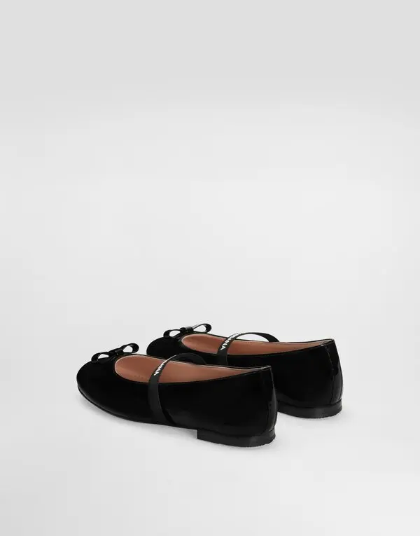 Dolce & Gabbana Patent Leather Ballerina Shoes With Bow Detail - Black