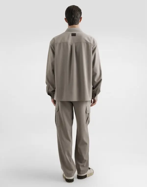 Dolce & Gabbana Virgin Wool Canvas Shirt Shirts Beige