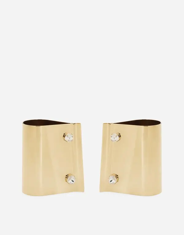 Dolce & Gabbana Rigid Metal Cuffs And Rhinestone-detailed Buttons Bijoux Metal - Gold