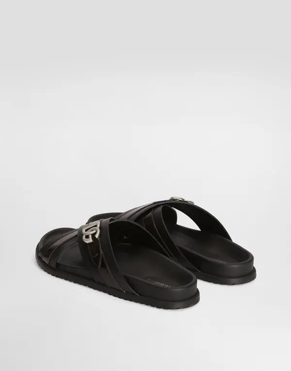 Dolce & Gabbana Raffia Slides With Dg Logo - Multicolor