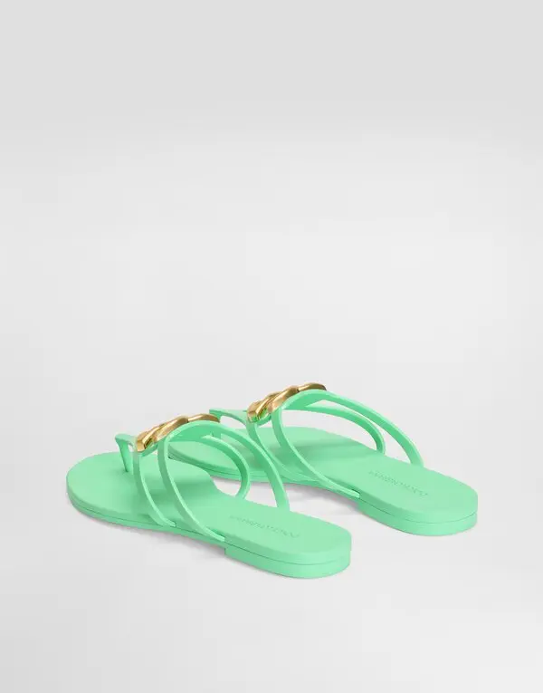 Dolce & Gabbana Rubber Thong Slides With Embossed Logo - Multicolor