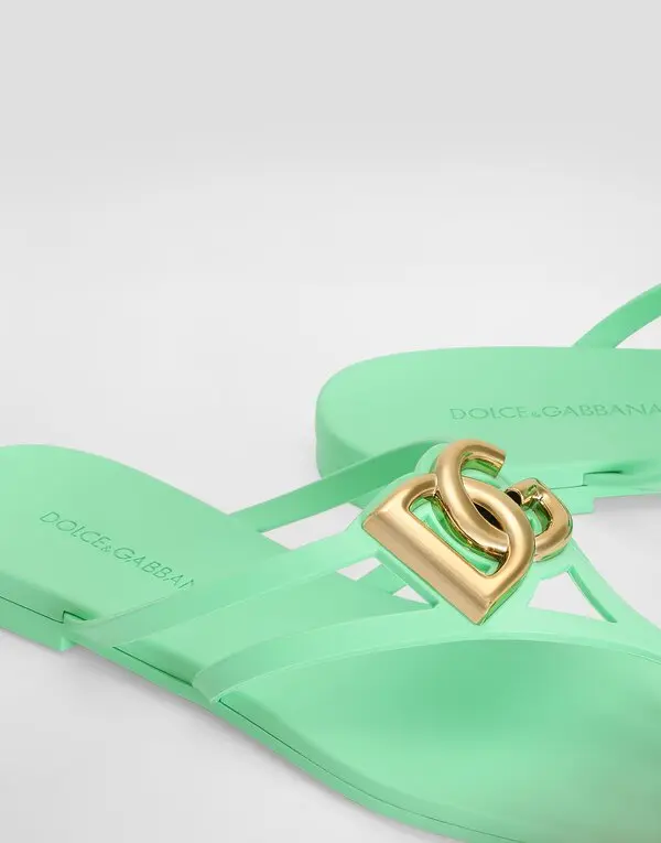 Dolce & Gabbana Rubber Thong Slides With Embossed Logo - Multicolor