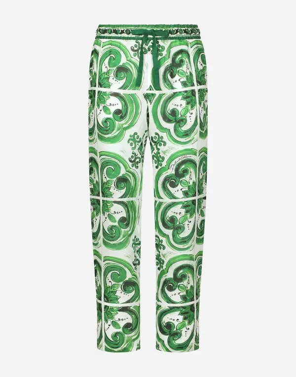 Dolce & Gabbana Majolica- Linen Jogging Pants
