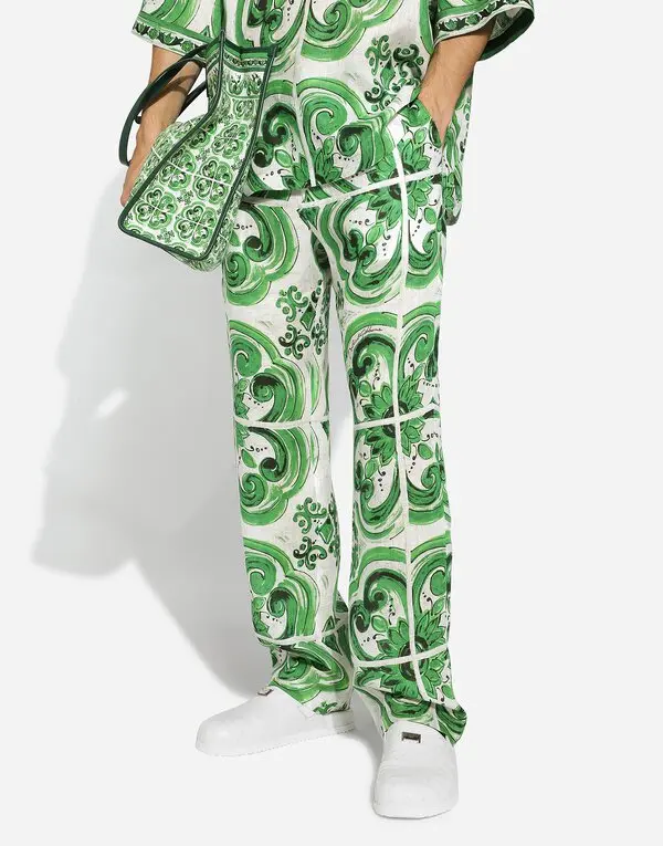Dolce & Gabbana Majolica- Linen Jogging Pants