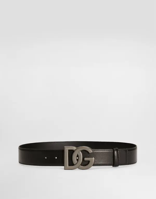 Dolce & Gabbana Calfskin Belt With Dg Buckle - Black