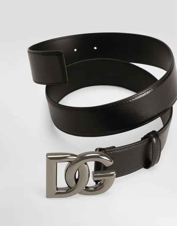 Dolce & Gabbana Calfskin Belt With Dg Buckle - Black