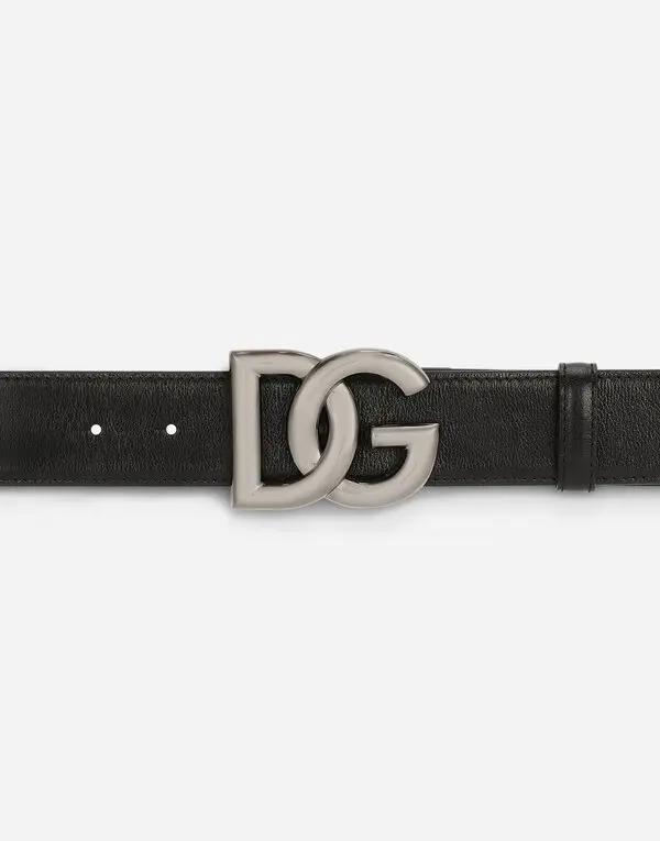 Dolce & Gabbana Calfskin Belt With Dg Buckle - Black