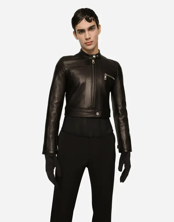 Dolce & Gabbana Nappa Leather Biker Jacket Coats And Jackets Leather