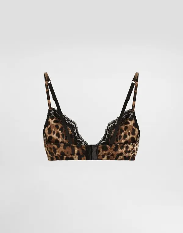Dolce & Gabbana Leopard-print Soft Cup Bra With Lace Underwear Animal Print Satin