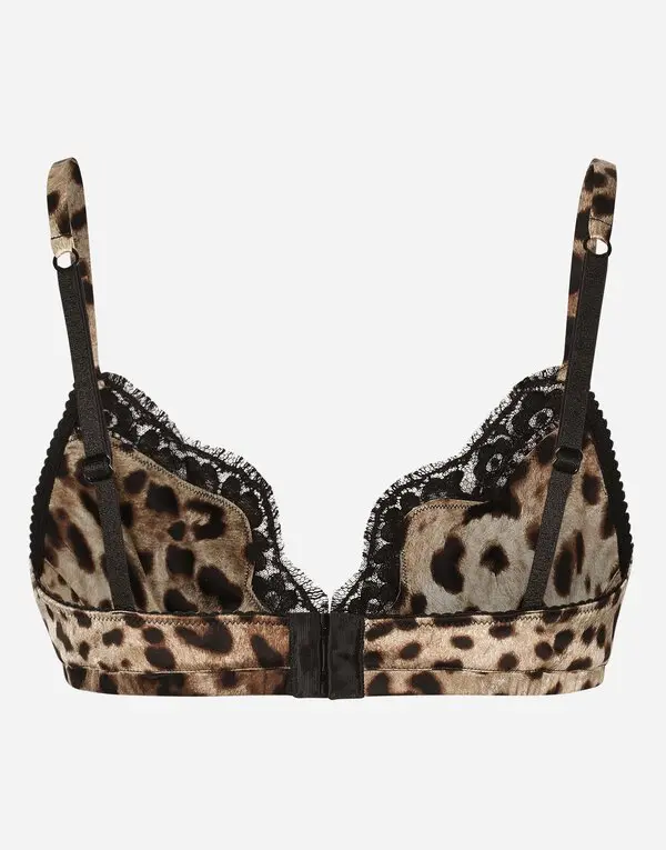 Dolce & Gabbana Leopard-print Soft Cup Bra With Lace Underwear Animal Print Satin