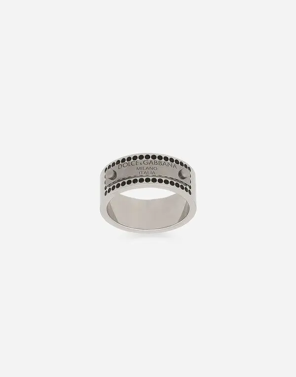 Dolce & Gabbana Rhinestone-detailed Tag Ring Bijoux Metal - Grey