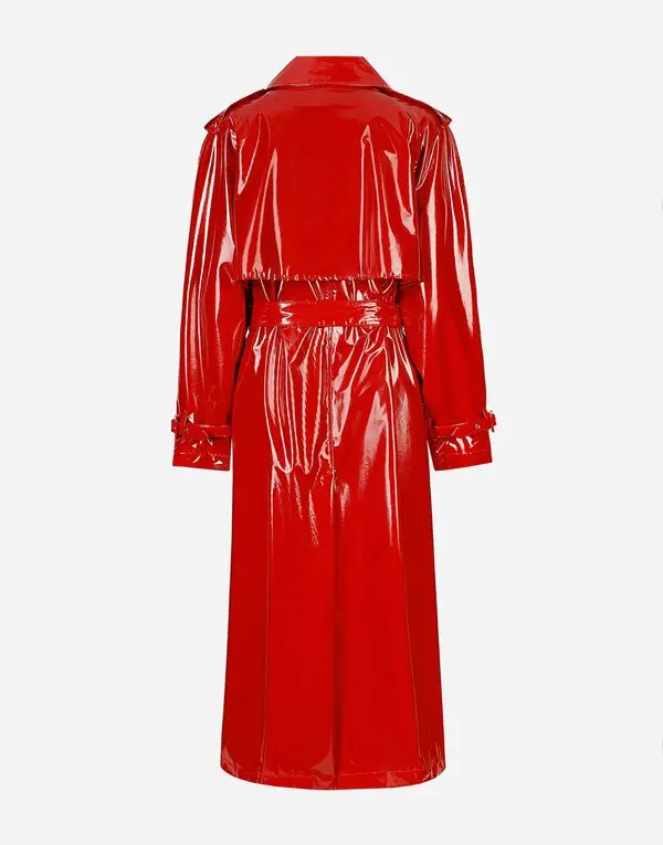 Dolce & Gabbana Patent Leather Trench Coat - Red
