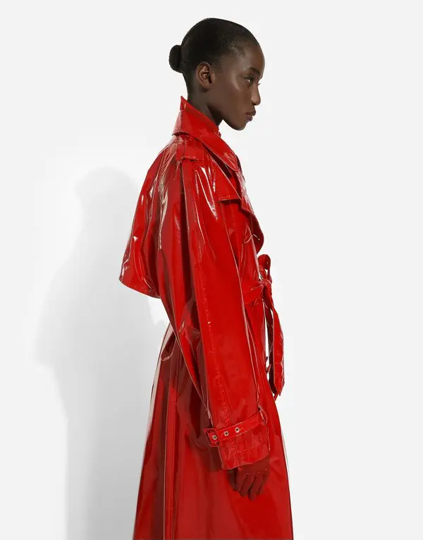 Dolce & Gabbana Patent Leather Trench Coat - Red