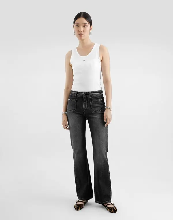 Dolce & Gabbana Fine-rib Jersey Tank Top With Dg Logo Pin