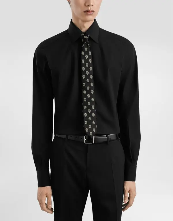 Dolce & Gabbana Jacquard Heraldic Shield Neck Tie - Black